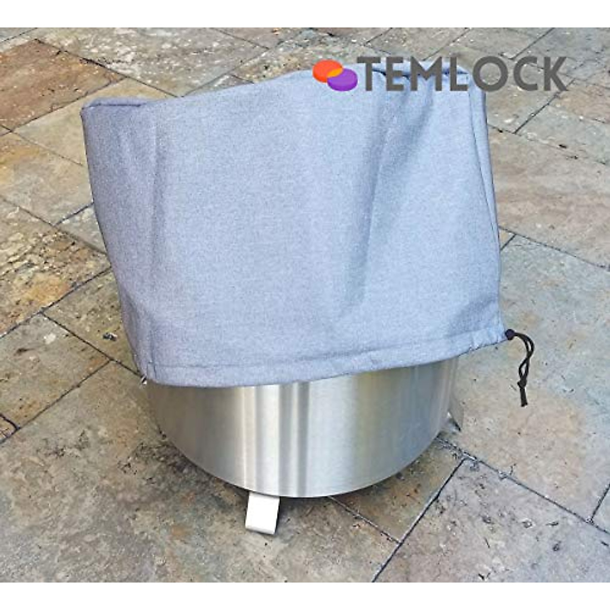 Temlock Cover Compatible with Breeo Fire PitxSeries 24 or Double Flame 24-Fits Standard or Sear Plate Model-Outdoor Water-Resistant Fire Bowl Protective Cover FPC-2400,Gray,24-inch fire pit