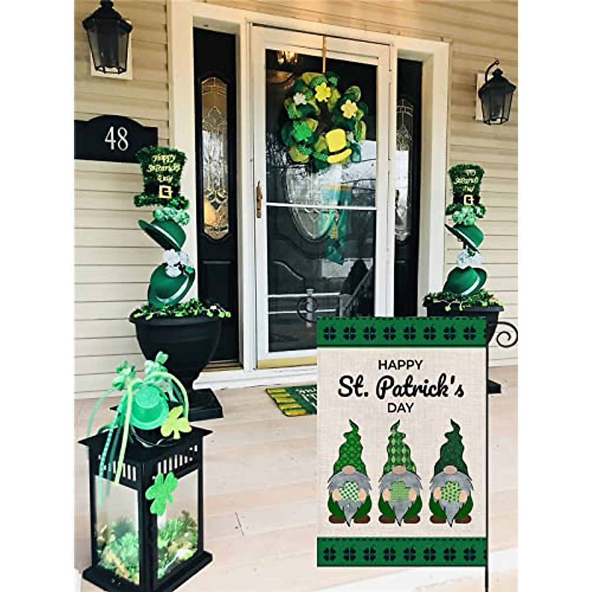 EKOREST Happy St Patrick's Day Garden Flag for Outdoor 12x18 Inch Vertical Double Sided St. Patricks Gnomes with Shamrock Small Yard Flag for Outside Farmhouse Holiday Saint Patrick Decoration