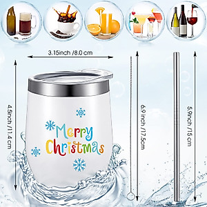 4 Pack Christmas Wine Tumbler 12 oz Stainless Steel Wine Glass Merry Christmas Gift Santa Elk Coffee Mug Holiday Gift for Friends Bff Mom Wife Daughter Coworker Xmas Party Favor Supplies