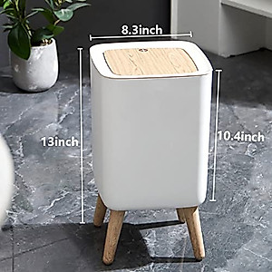 Doyingus Trash Can with Lid, 1.8 Gallon Square Plastic Garbage Can with Legs, Garbage Bin with Push Button, Modern Waste Basket for Bedroom Bathroom Living Room Office