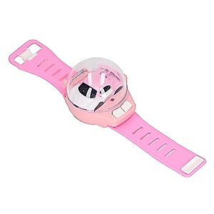 CUTULAMO Mini Watch RC Car Toy, 2.4G Independent Signal Watch RC Car Toy Dust Cover USB Cable for Outdoor(Pink Type 1)