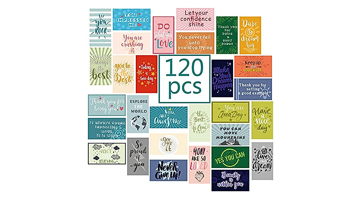 Motivational Quote Cards Set - 120 Bright Inspiration Mini Cards