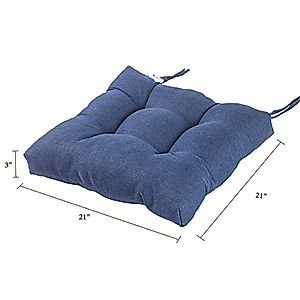 Faible Poisson Outdoor Chair Cushions Set of 2, Patio Furniture Floor Cushions, 21 x 21 Inch Square Seat Back Tufted Cushion, Dining Chairs Pads, Dark Blue