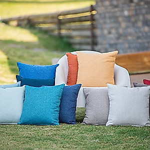 HPUK Outdoor Waterproof Throw Pillow Covers Pack of 2, 18x18 Inch Decorative Garden Cushion Covers for Patio Tent Balcony Bench Tent Couch Sofa, Solid Accent Pillow Covers, Yellow