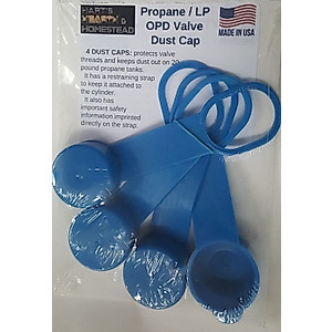 Hart's Hearth & Homestead Propane/LP Tank OPD Valve Dust Cap ; Pack of 4, Made in The USA Blue