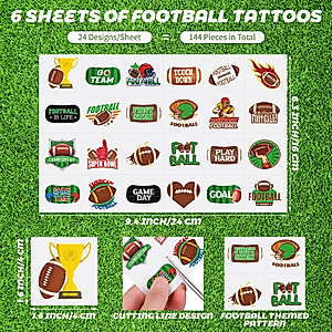 ADXCO 144 Pieces Football Tattoos Football Face Stickers Temporary Tattoos for Football Game Party Decorations Favors Supplies, 24 Designs