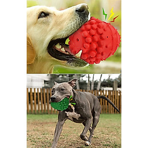 Gumney Dog Chew Toy for Aggressive Chewers Natural Rubber Dog Toy Balls for Medium Large Breeds for Dogs Training Teeth Cleaning (Red)