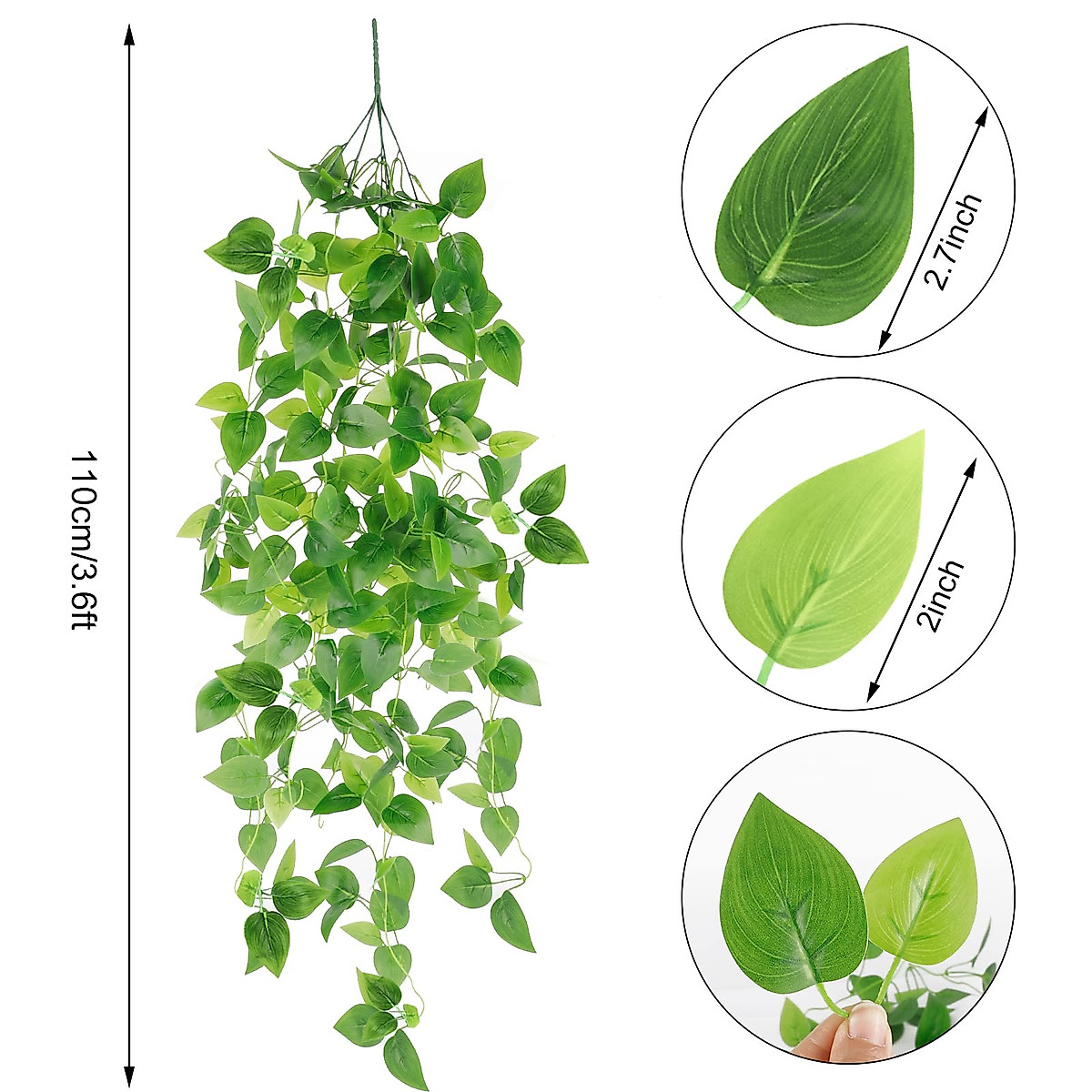 HATOKU 4pcs Fake Hanging Plants 3.6FT Artificial Ivy Vine Leaves for Patio Home Bedroom Wedding Indoor Outdoor Wall Decor