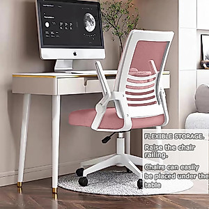 XUEGW Home Office Chair Ergonomic Desk Chair Mesh Computer Chair with Lumbar Support Armrest，Reclining Office Chair Swivel Chair with Flip-up Arms