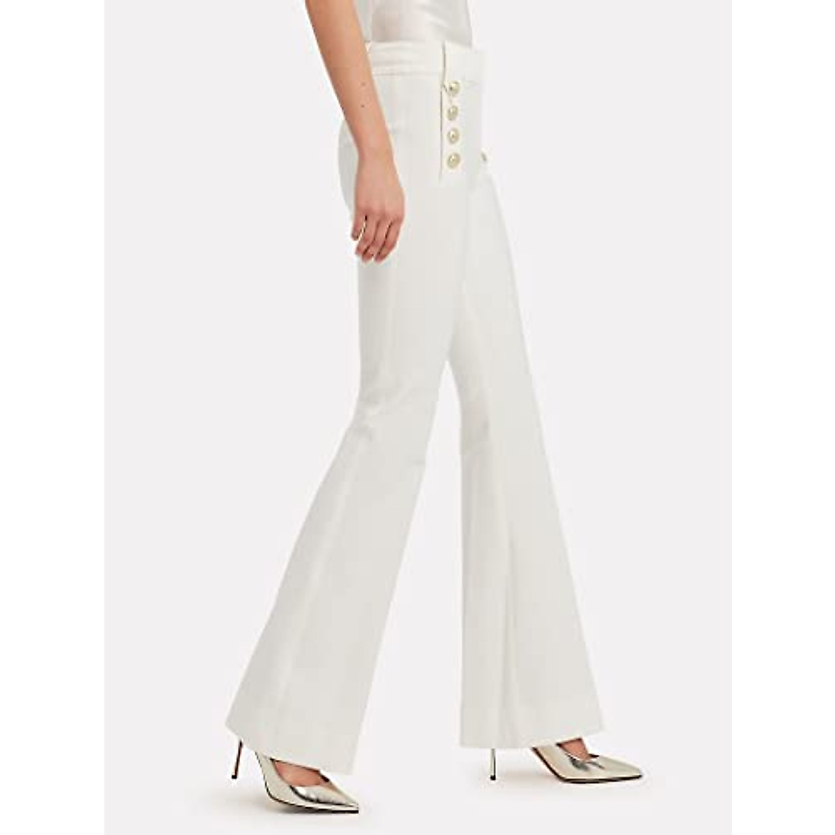 Famulily Bootcut Dress Pants for Women Slim Fit Flared Slack Stretch Pants for Office Ladies White S