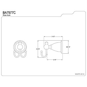 Kingston Brass BA7977C English Vintage Robe Hook, Polished Chrome