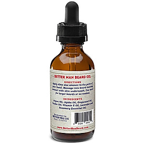 BETTER MAN BEARD Beard Oil - 2 oz All-Natural Leave-in Beard Conditioner with Therapeutic Grade Essential Oils & 100% Natural Formula - Oil1