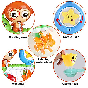 G-WACK Bath Toys for Toddlers Age 1 2 3 Year Old Girl Boy, Preschool New Born Baby Bathtub Water Toys, Durable Interactive Multicolored Infant Toy, Lovely Monkey Caterpillar,2 Strong Suction Cups