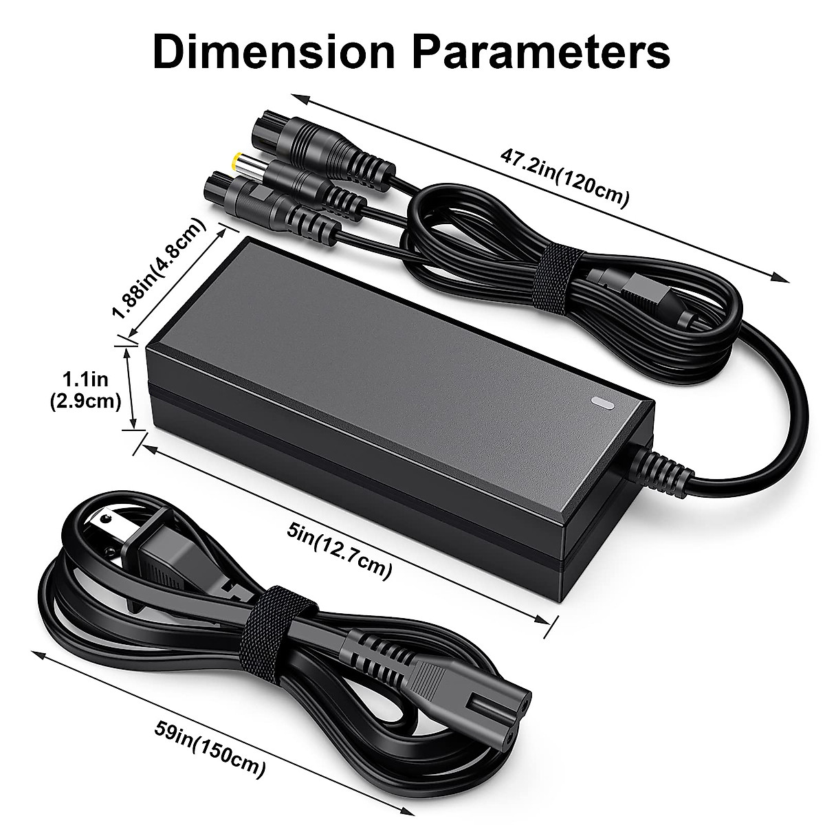 3 in 1 Replacement Charger for 2A 42v/36v 3 Claw (8mm/12mm) Female Port (5.5mm*2.5mm Universal 2.1mm) for, Jetson, Swagtron, Gotrax,Swagway,Razor