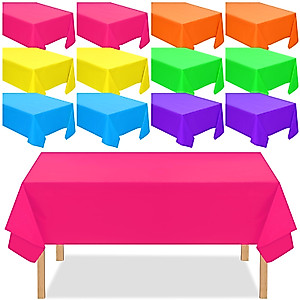 Peryiter 12 Pack Assorted Neon Color Plastic Tablecloth Disposable Rectangle Tropical Colored Table Cover Neon Party Supplies Birthday Wedding Picnic Home Decoration(54 x 72 Inch,Fresh Color)