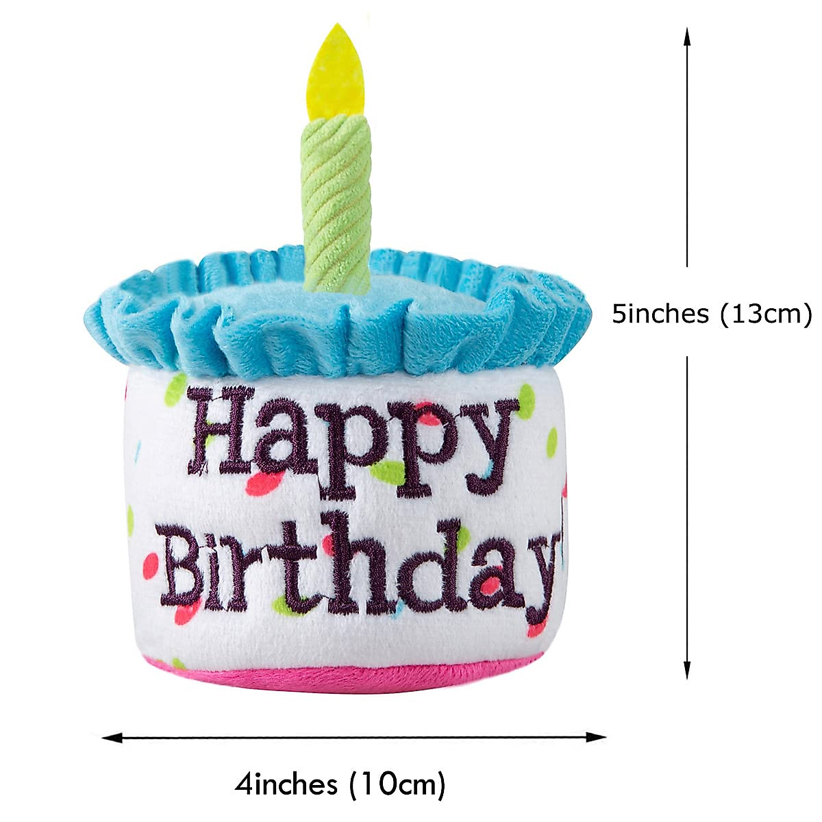 Ushang Pet Happy Birthday Cake Catnip Toys, Birthday Cake Shaped Chew Toys for Kitten Funny Cats Gifts Plush Cat Birthday Party Toys, Blue