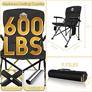 AFANSO Heated Camping Chair, Portable Heated Camp Chair with 20000mAh Battery Pack, Heavy Duty Heated Folding Chair with 3 Heating Levels for Outdoor, Lawn, Ice Fishing, Soccer, Football Chair