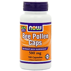 NOW Bee Pollen, 500mg, 100 Capsules (Pack of 3)