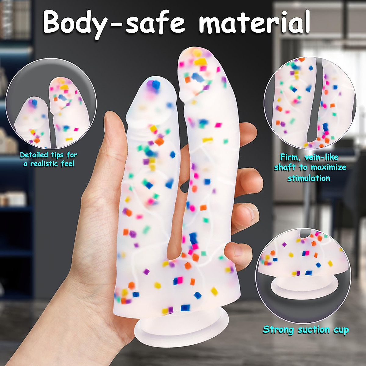 Realistic Double-Ended Dildo G-Spot Stimulation - 7 Inch Silicone Flexible Dildo with Flared Suction Cup for Hands-Free Play, with Curved Shaft for Vaginal Anal Orgasmic Adult Sex Toys for Women Men