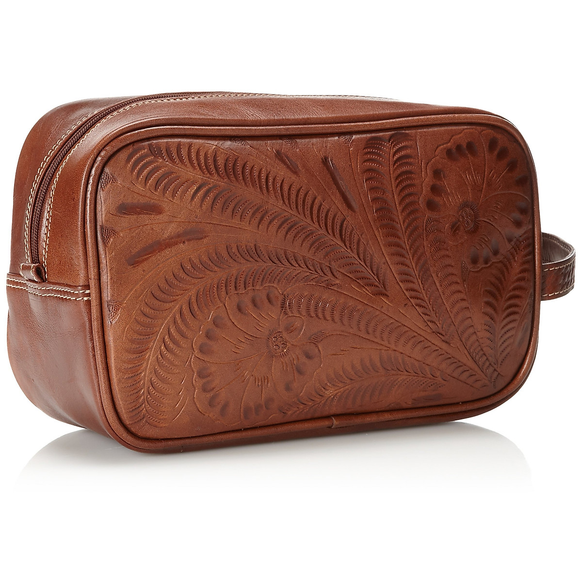 American West Leather Shave Kit/Toiletry Travel Bag - Retro Romance