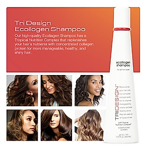 TRIDESIGN Ecollogen Moisturizing Shampoo - Hydrating Hair Shampoo For Natural Hair, Unisex, Thickening & Volumizing Shampoo, Unscented, Non-fragrance Shampoo Gentle Cleanser- 10.5 oz