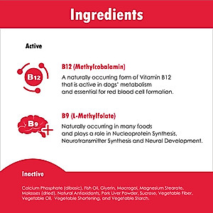 CobalaVet Vitamin B12 & B9 for Small Dogs & Cats - Supports The Nervous System, Brain Function, Immune Defenses & Cell Growth - Blood Cell Formation - Metabolic Pathway - 60 Soft Chews