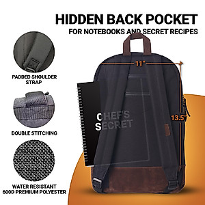 Chef Knife Bag Leather Finish Backpack | Premium Knife Storage & Chef Backpack | Knife Case with 30+ Pockets for Knives & Kitchen Tools | Knife Organizer for Chefs & Culinary Students (Black)