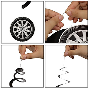 60PCS Race Car Birthday Party Decorations Wheel Tire Hanging Swirls Ornaments Racing Car Ceiling Hanging Decor Supplies Tire Tubes Hanging Decor for Race Car Theme Party Birthday Party Favors