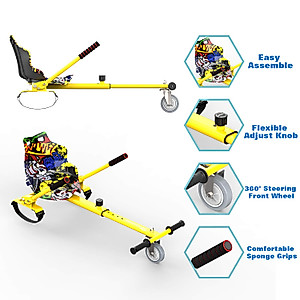 EVERCROSS Hoverboard Seat Attachment, New Gen Hoverboard Seat with Safety Brake System, Hoverboard Attachment with Adjustable Frame Length for 6.5" 8" 10" Hoverboard, Suitable for Kids & Adults