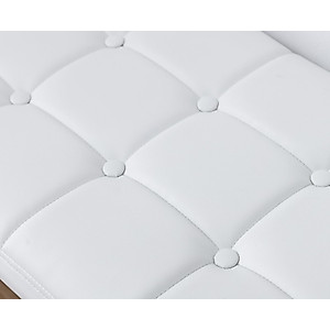 Shunzhi Modern Entryway Bench Modern Faux Leather Dining Bench Upholstered End of Bed Bench Button Tufted Ottoman Stool Bench Waiting Room Bench with Metal Legs for Living Room/Bedroom, White