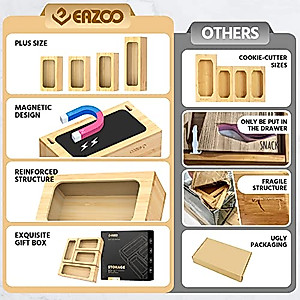 Ziplock Bag Storage Organizer for Kitchen Drawer - Magnetic Food Storage Bag Holders, Bamboo Baggie Organizer, Compatible with Gallon, Slider, Quart, Sandwich, Snack & Variety Size Bag （4-pack）