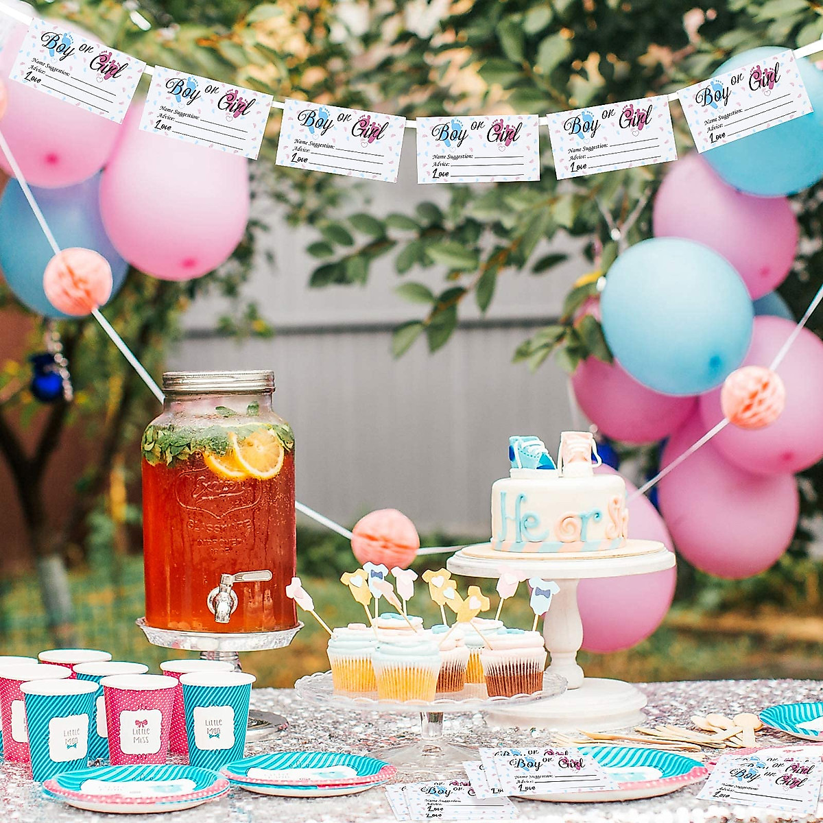 50 Pieces Gender Reveal Party Voting Cards, Boy or Girl Vote Gender Reveal Game Cards for Baby Shower Party Supplies, Blue and Pink, 3.5 x 2 Inches