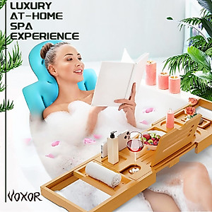 Full Body Bath Pillow for Bathtub, Bath Pillows for Tub with Mesh Laundry Bag & Non-Slip Suction Cups, 3D Air Mesh & Quick Drying Ocean Blue