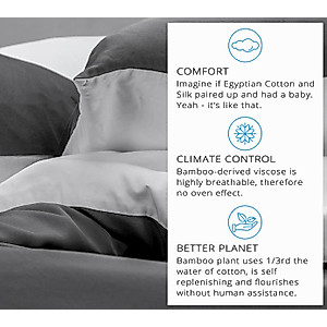 Wooflinen Modern 100% Viscose Derived from Bamboo Sheets 6pc King - Duvet Cover Set + Sheet Set - Breathtakingly Soft