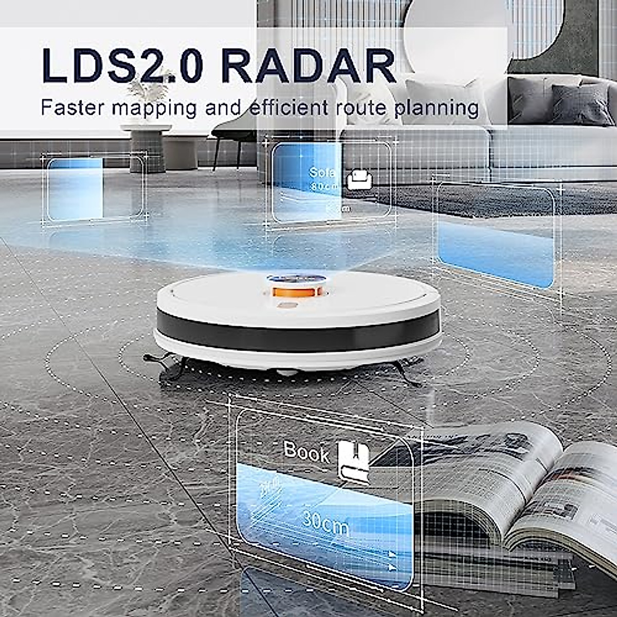 Lydsto Robot Vacuum and Mop Combo with HEPA Self-Emptying Base, 3-in-1 Robotic Vacuum with Lidar Navigation for 40 Days of Cleaning, 3000Pa Suction, Smart Map, App Control, Perfect for Pet Hair, R5