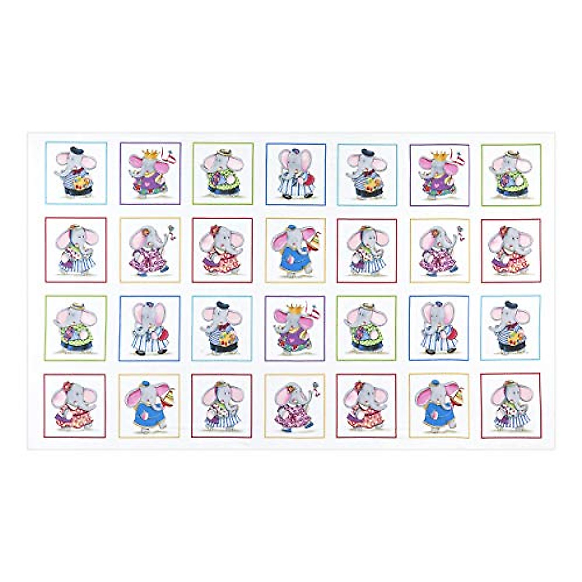 Elephant Friends 24" Panel Cream, Fabric