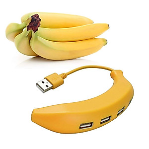 Sudroid High Speed USB 2.0 Hub 4 Port Portable Splitter Cable Adapter Creative Extender Adorable Fruit Vegetable Shape Design for PC Mac Laptop Notebook (Banana)