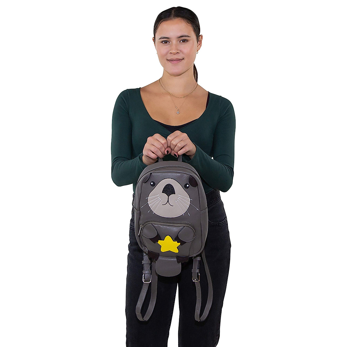 Sleepyville Critters: Mini Otter Backpack In Vinyl Material