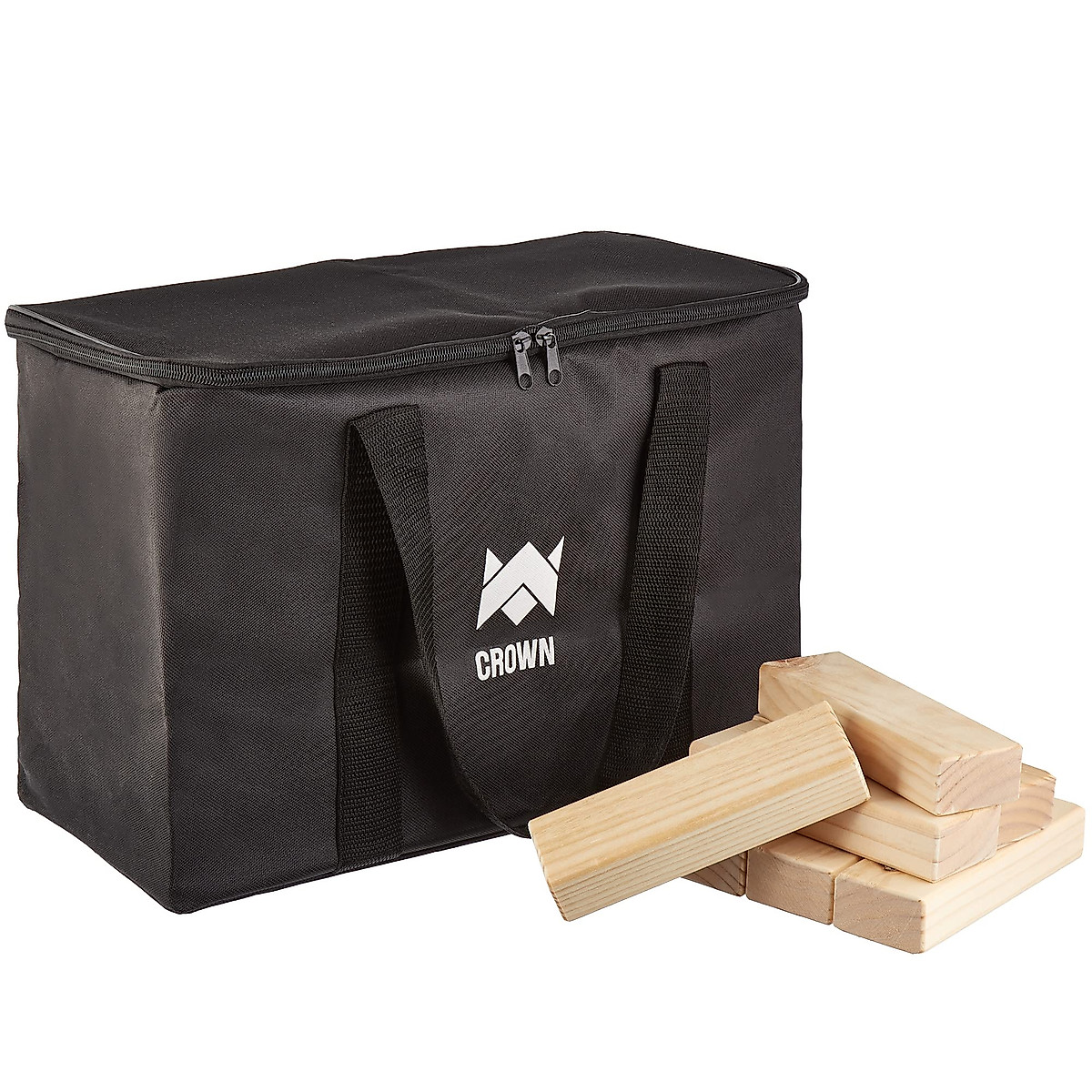 MBGBrybelly Teetering Tower with Carrying Case - Giant Block Tower Game with Jumbo Wooden Blocks - Stands Up to 4 Feet Tall - Parties, Tailgates, Bar Patios, Beach Fun, and Indoor/Outdoor Play