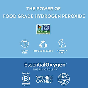 Essential Oxygen Food Grade Hydrogen Peroxide, Natural Cleaner, 3%, 16 Ounce