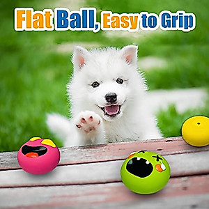 HOLYSTEED Squeaky Dog Toy for Small Dogs, Rubber Latex Puppy Toys Small Dog Toys, Soft Small Dog Squeaky Toys, Smile Face Squeaky Dog Balls Flat 6 PCS (2.1 * 2.1 * 1.3inch, for Mini, Small Breeds)