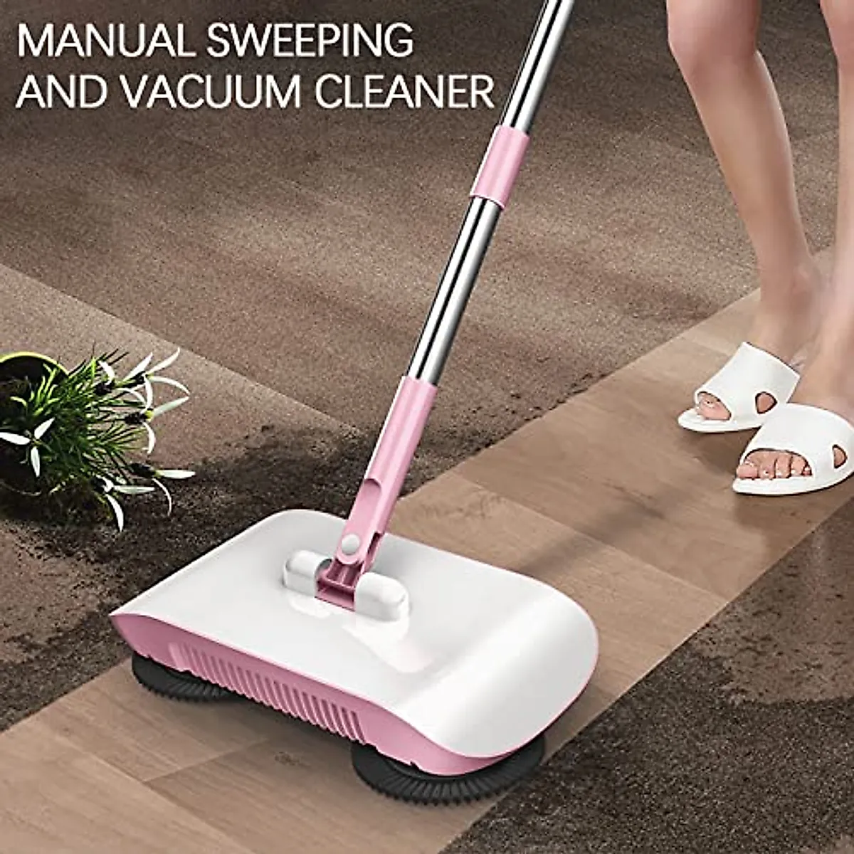 Hand Push Intelligent Sweeper - Household Lazy Foldable Three-in-one Suction Sweeper Cleaning Machine Floor Sweeper, Soft Rough Brush + Microfiber Mop, for Hardfloor, Tile, Apartments, Offices