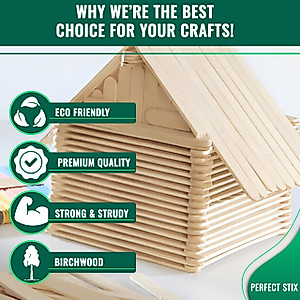 Perfect Stix - PS-114st-1,000 4.5" Craft Sticks/ Ice Cream Sticks/ Natural Wood - Box of 1,000ct