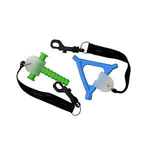 chubuddy Chewy Holders Set of 2 in Black - 2 black tether-bracelets & 2 natural straps