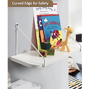 Afuly White Shelves for Wall, Floating Shelf Bathroom, Wall Mounted Shelves for Bedroom Living Room, Over Toilet Shelves Storage Display Organizer Modern Home Decor, 16inch Set of 2