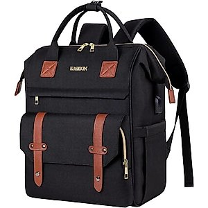 kasibon17.3 inch Laptop Backpack for Women, Large Wide Top Open Travel Backpack Work Bag Water Resistant Anti Theft Backpack with Charging Port