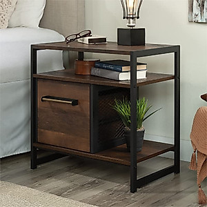 Sauder Briarbrook Engineered Wood/Metal Night Stand in Barrel Oak