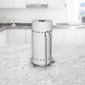 Spectrum Diversified Pantry Works Deluxe Paper Towel Holder Roll Dispenser Stand for Kitchen Countertop & Dining Room Table, Chrome