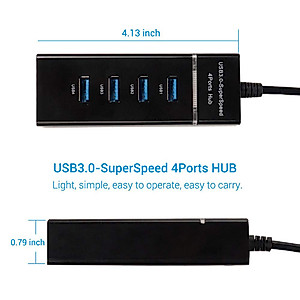 USB 3.0 Extender, 4 Ports USB 3.0 Hub Adapter,USB 3.0 HUB Splitter Compatible for USB Flash Driver, Laptop,Keyboard,Notebook PC,Mouse,Table,Printer,MacBook Air/Pro/Mini (28CM Extended Cable)