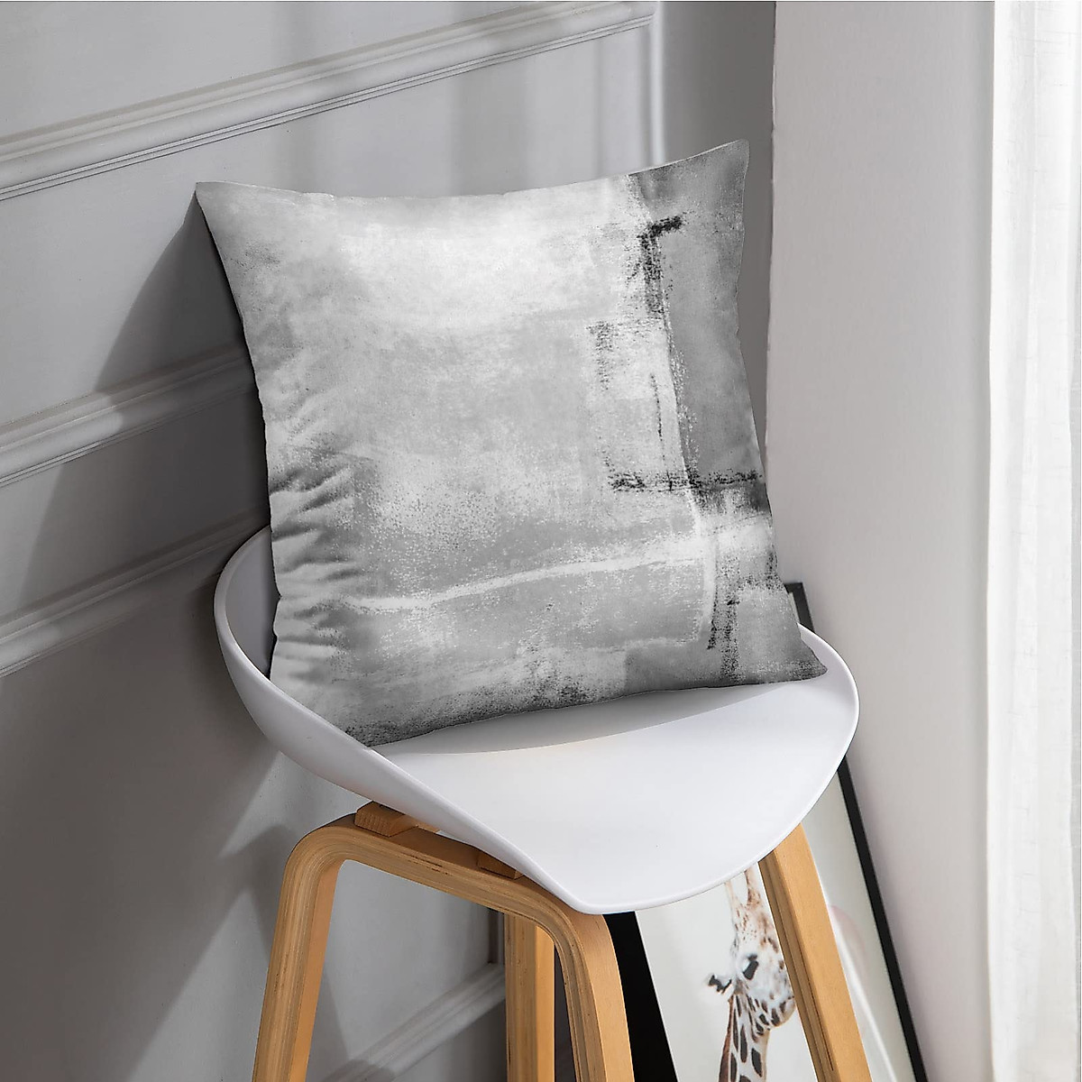 Britimes Throw Pillow Covers Modern Home Art Decor, 18 x 18 Inches Set of 2 Abstract Oil Painting Pillowcases for Bedroom, Living Room, Cushion Couch Sofa, Abstract White Grey